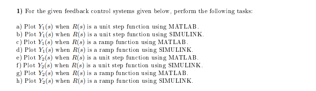 Solved 1) For the given feedback control systems given | Chegg.com