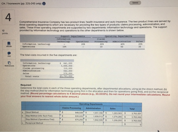 Solved 1 CH. 7 homework (pp. 225-243 only) Saved | Chegg.com Solved 1 CH. 7 homework (pp. 225-243 only) Saved | Chegg.com