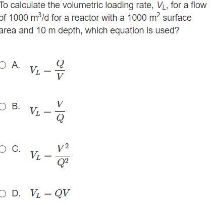 Solved To calculate the volumetric loading rate, VI, for a | Chegg.com