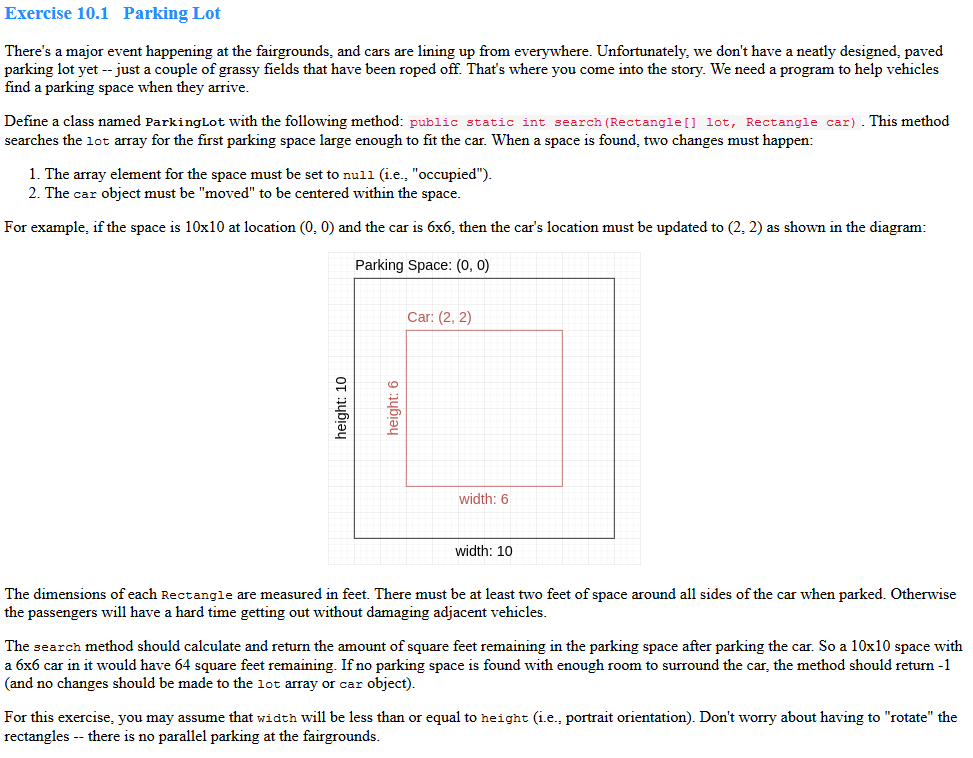 Exercise 10.1 Parking Lot There's a major event | Chegg.com
