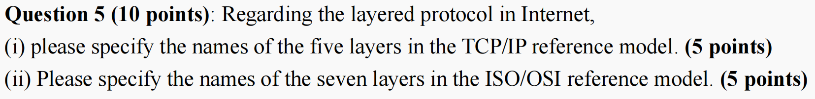 Solved Question 5 (10 points): Regarding the layered | Chegg.com