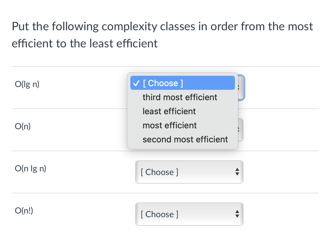Solved Put the following complexity classes in order from | Chegg.com