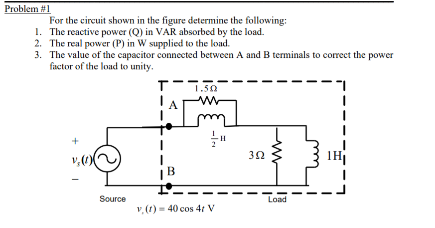 Solved Problem #1 For the circuit shown in the figure | Chegg.com