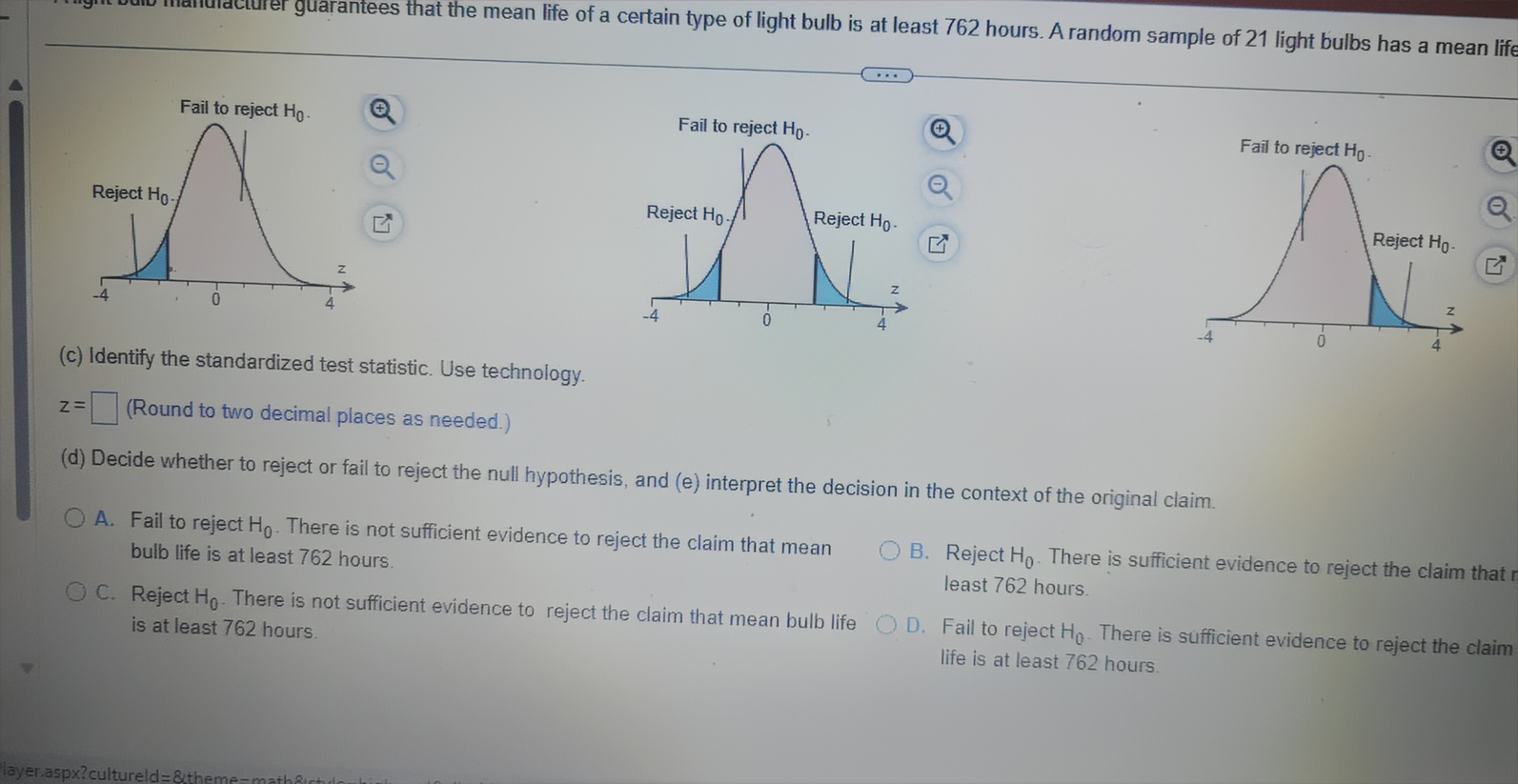Solved C Identify The Standardized Test Statistic Use 4380
