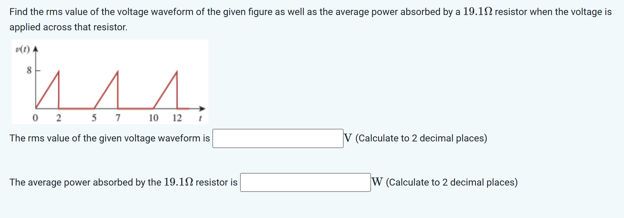 Solved Find the rms value of the voltage waveform of the | Chegg.com