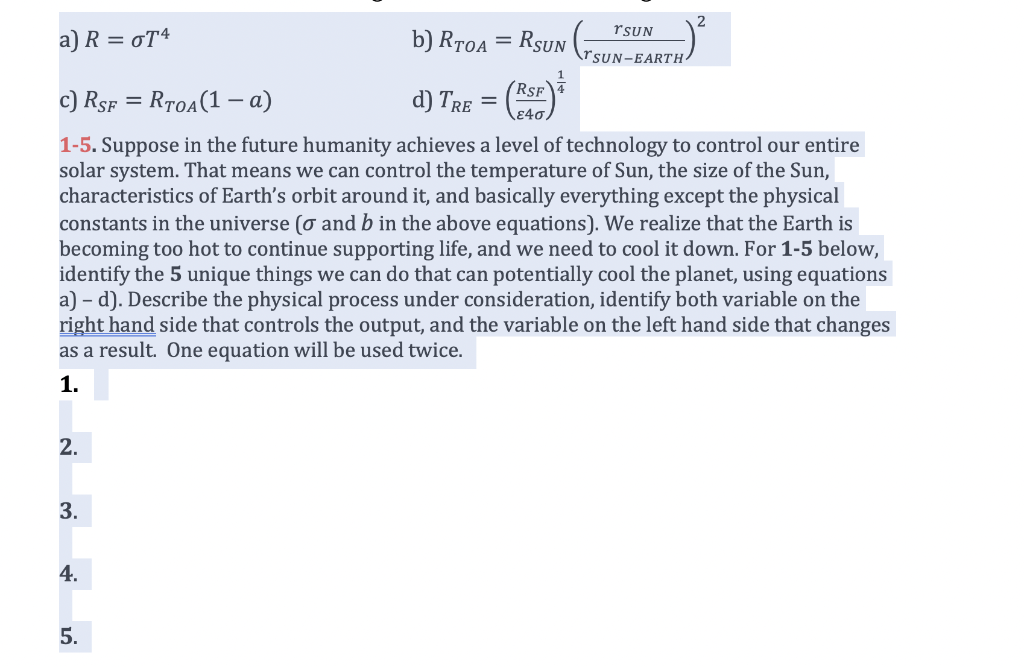 Solved The question ask for using the formulas below to | Chegg.com