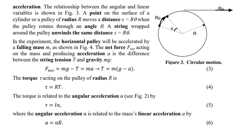 Solved 1. The angular acceleration α measured by the student | Chegg.com