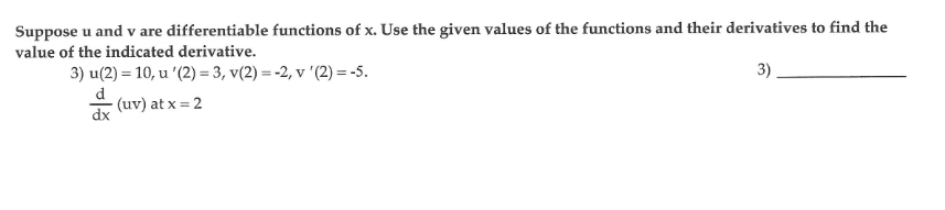Solved Suppose u and v are differentiable functions of x. | Chegg.com