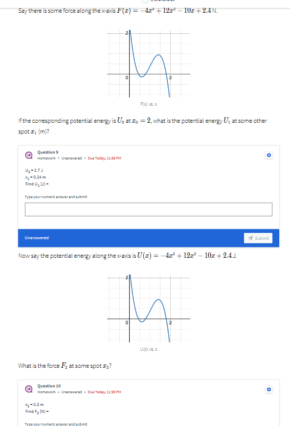 Solved Say there is some force along the x-axis | Chegg.com