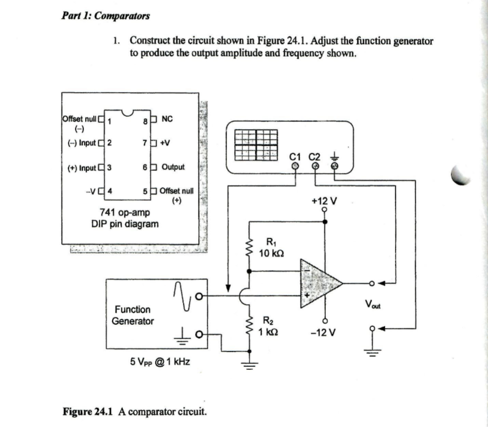 Solved 1. Construct the circuit shown in Figure 24.1. Adjust | Chegg.com