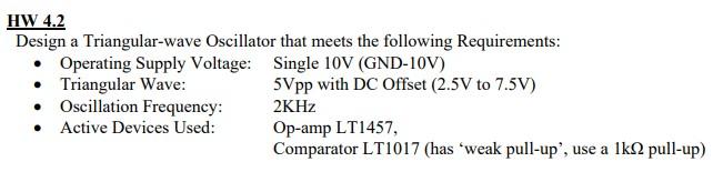 Solved HW 4.2 Design a Triangular-wave Oscillator that meets | Chegg.com