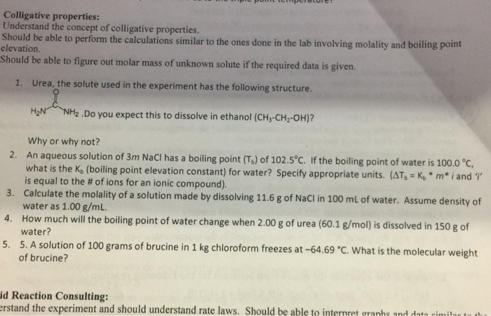 Solved Colligative properties Understand the concept of | Chegg.com
