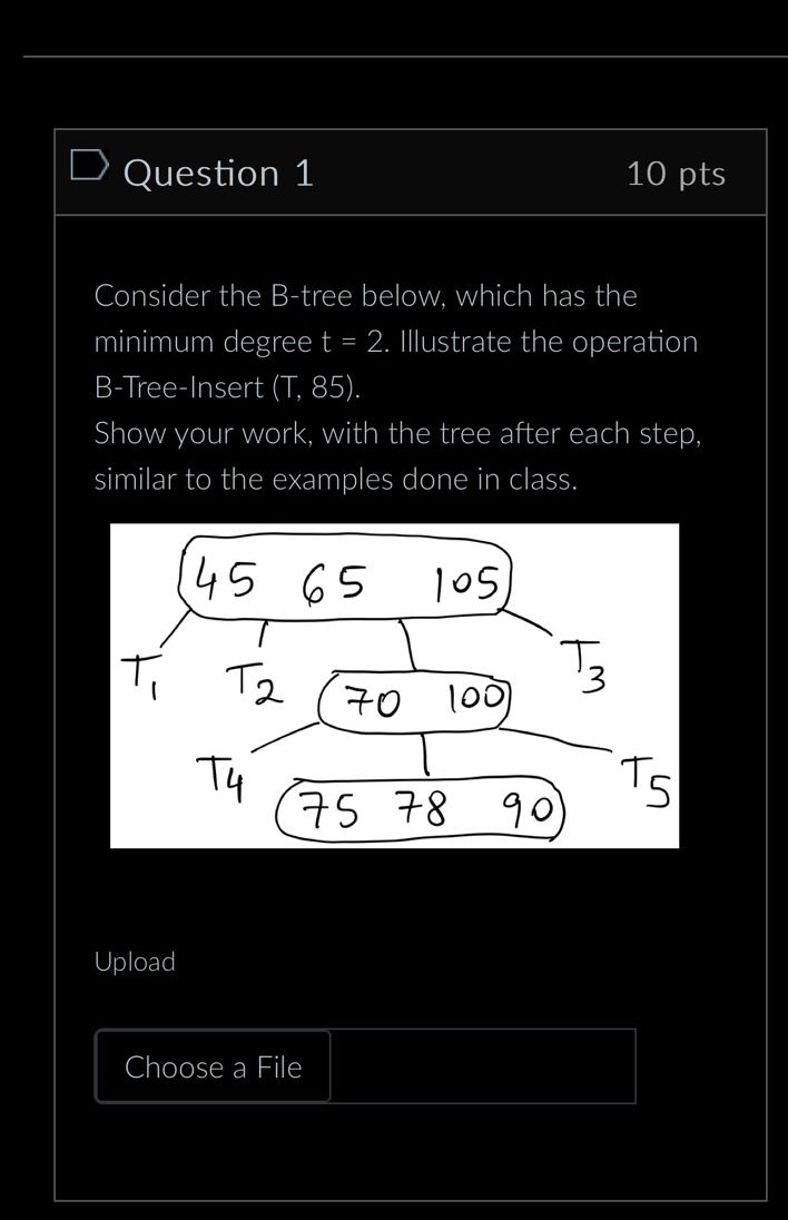 Solved Question 110ptsConsider the B-tree below, which has | Chegg.com