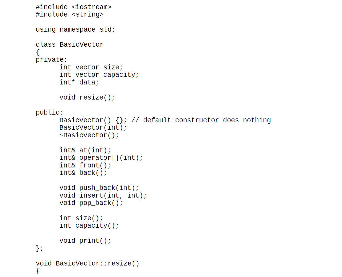 Solved Write a program (called integer_vector.cpp) that does | Chegg.com