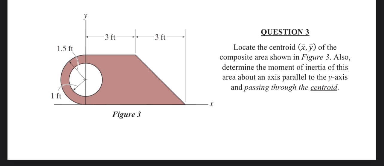 Solved QUESTION 3 Locate the centroid (xˉ,yˉ) of the | Chegg.com
