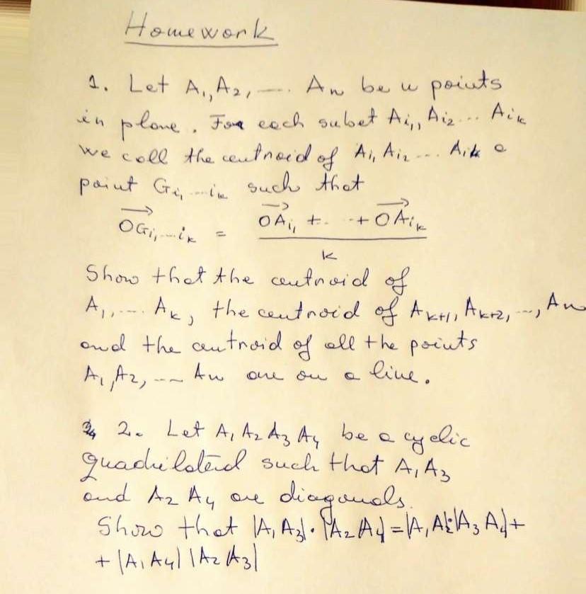Solved 1. Let A1,A2,…An be u points in plane. Fou eech subet | Chegg.com