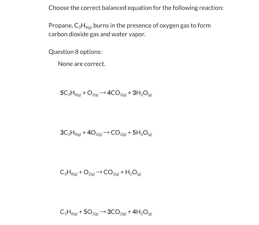 Solved Choose the correct balanced equation for the | Chegg.com
