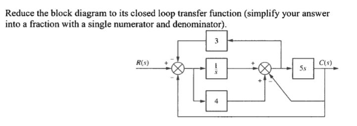Solved Reduce the block diagram to its closed loop transfer | Chegg.com