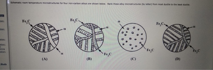 Solved room temperature microstructures for four iron-carbon | Chegg.com