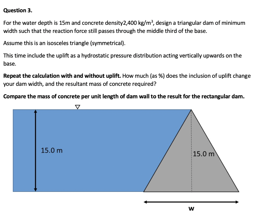Question 3. For the water depth is 15m and concrete | Chegg.com