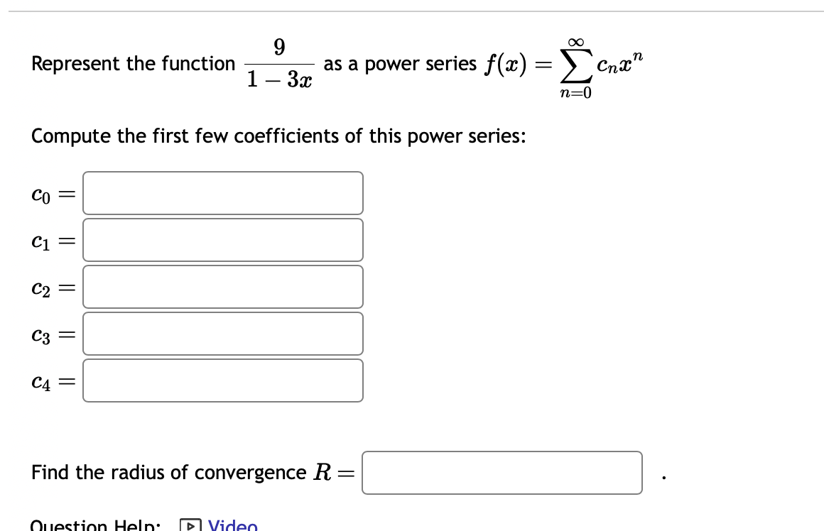 Solved Represent the function 91-3x ﻿as a power series | Chegg.com