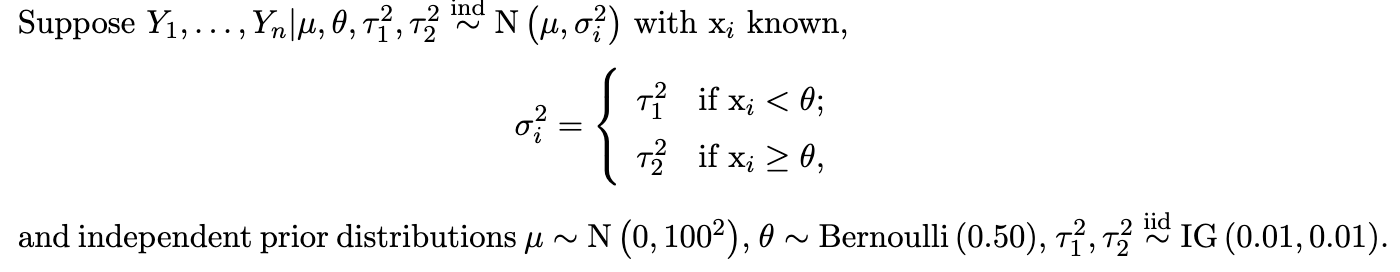 Solved Suppose Y1,…,Yn∣μ,θ,τ12,τ22∼ ind N(μ,σi2) with xi | Chegg.com