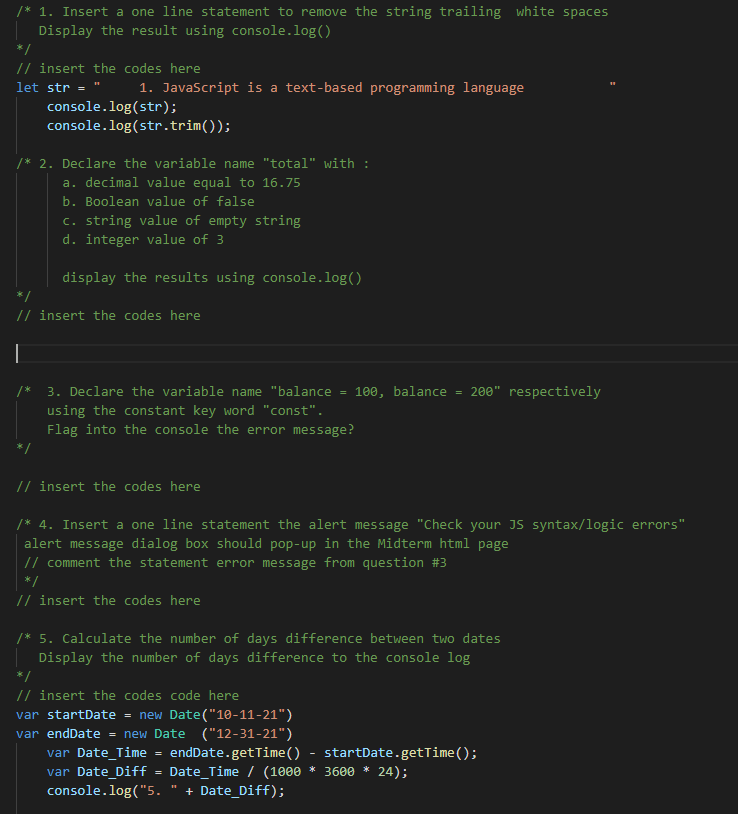 Answer the questions 1-15 Run the JavaScript codes | Chegg.com