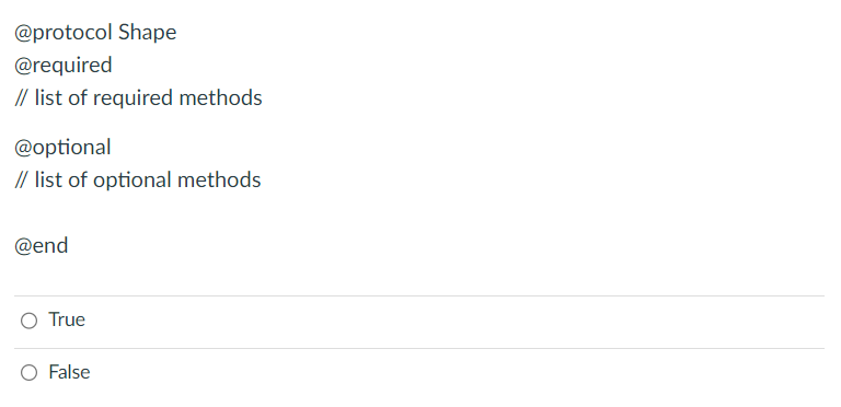 Solved @protocol Shape @required // list of required methods | Chegg.com