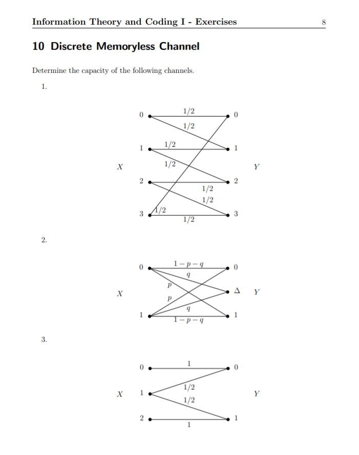 Solved Information Theory and Coding I - Exercises 10 | Chegg.com