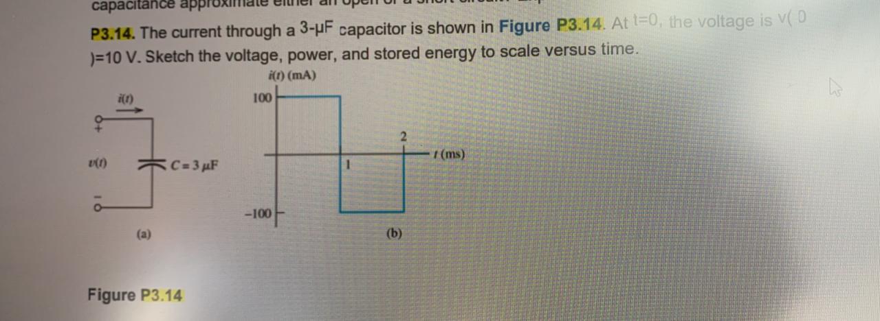 Solved capacitance appr P3.14. The current through a 3-uF | Chegg.com