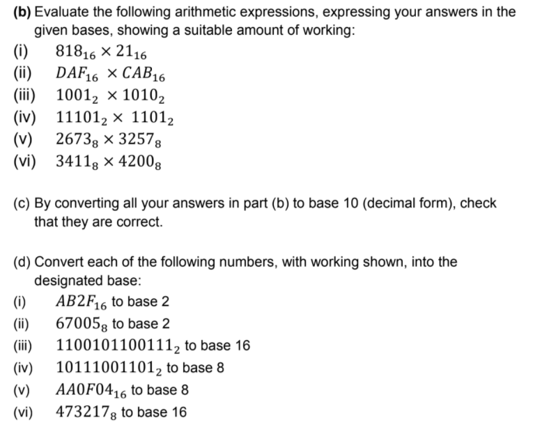 Solved (b) Evaluate the following arithmetic expressions, | Chegg.com