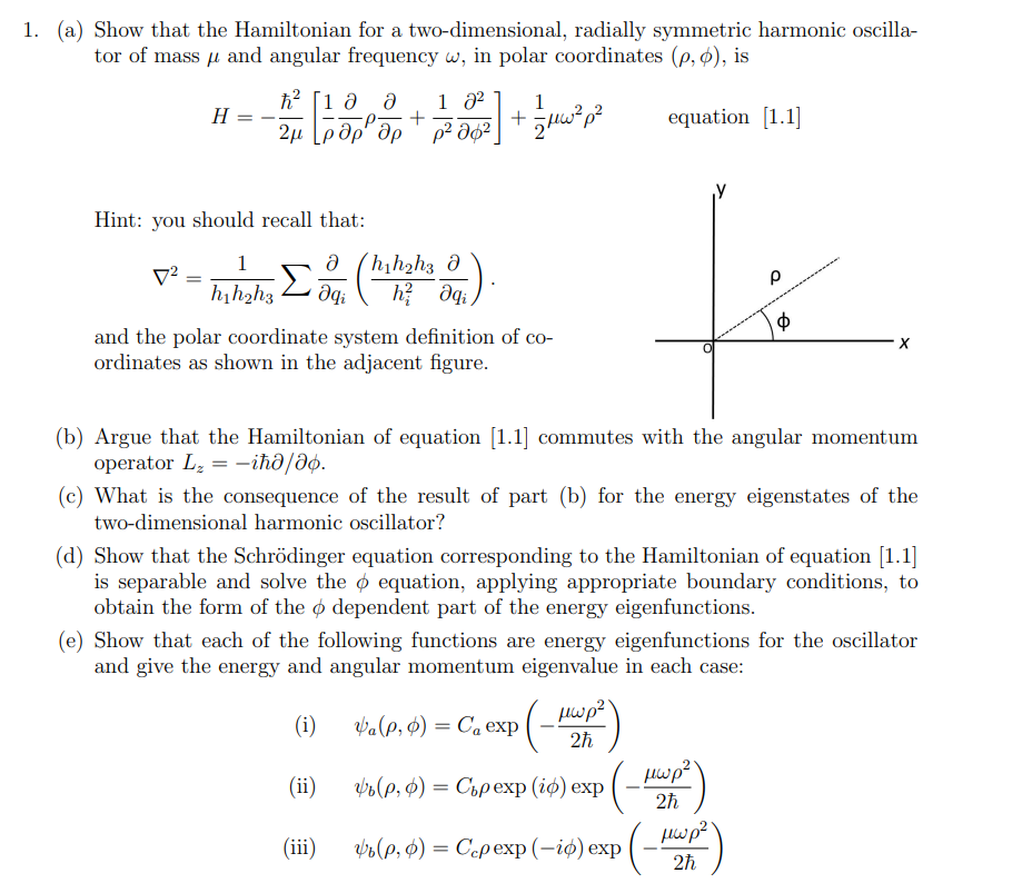 Solved 1. (a) Show that the Hamiltonian for a | Chegg.com