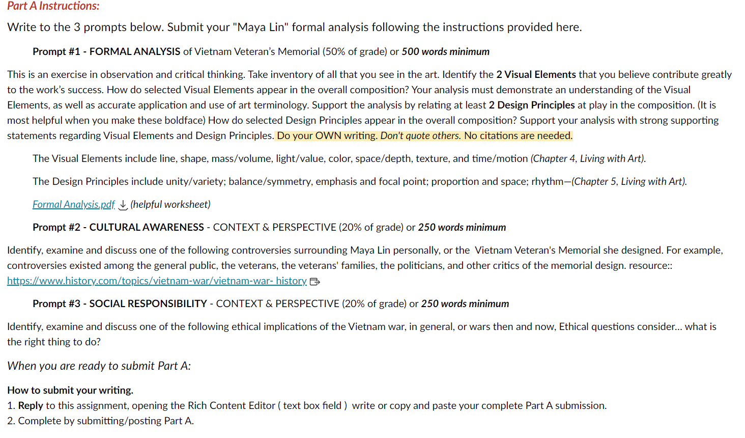 Write to the 3 prompts below. Submit your "Maya Lin" | Chegg.com