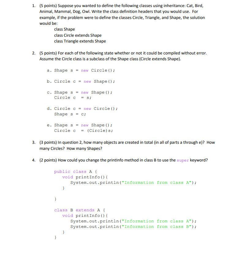 Solved 1. (5 points) Suppose you wanted to define the | Chegg.com