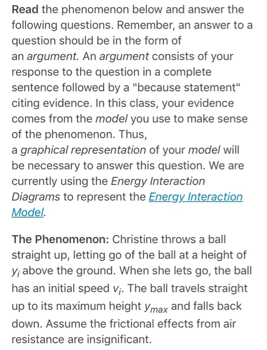 Solved Read the phenomenon below and answer the following | Chegg.com