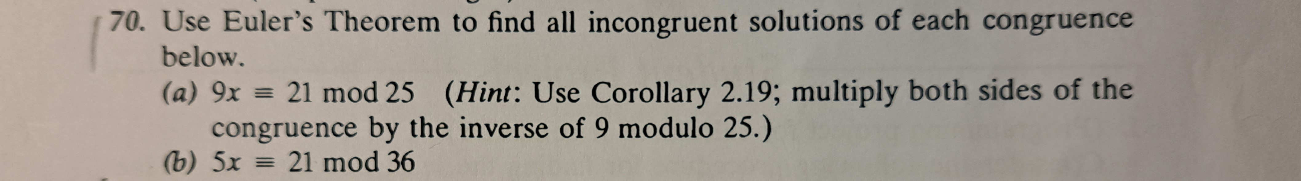 Solved 70. Use Euler's Theorem to find all incongruent | Chegg.com