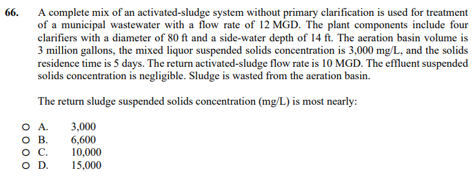 Solved 6. A complete mix of an activated-sludge system | Chegg.com
