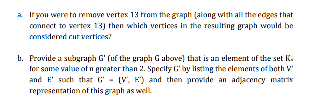 Solved a. If you were to remove vertex 13 from the graph | Chegg.com