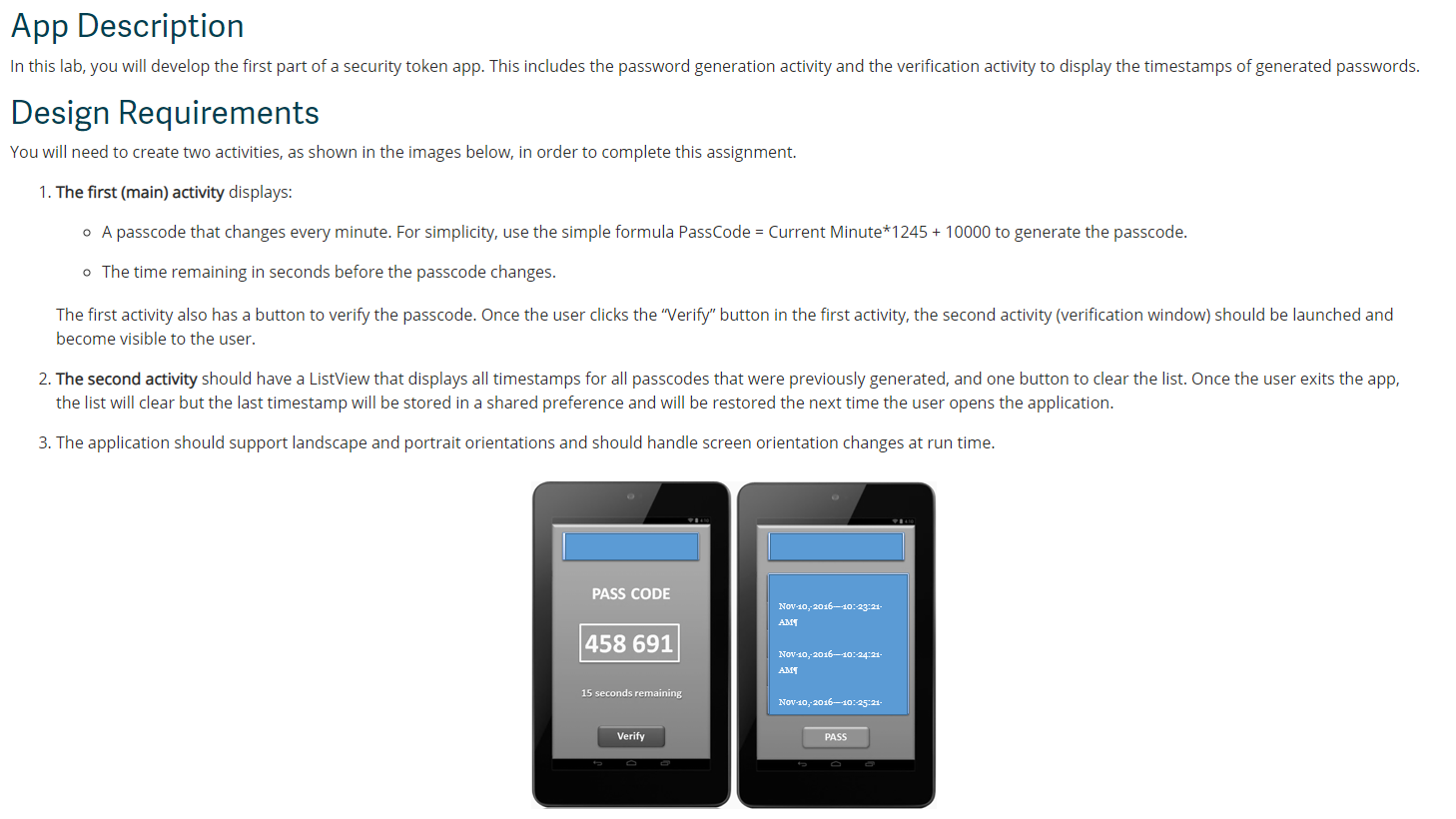 Design Requirements You will need to create two | Chegg.com