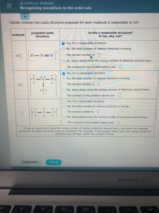 Solved @ CHEMICAL BONDING Recognizing exceptions to the | Chegg.com