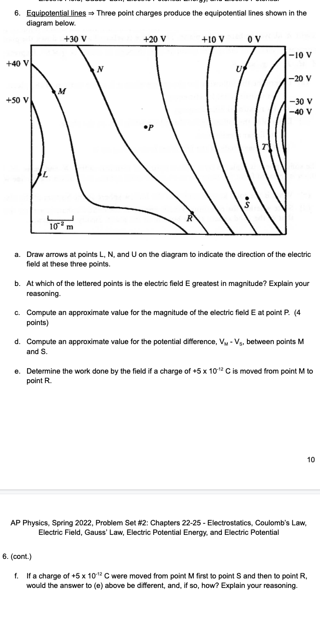 Solved 6. Equipotential lines - Three point charges produce | Chegg.com