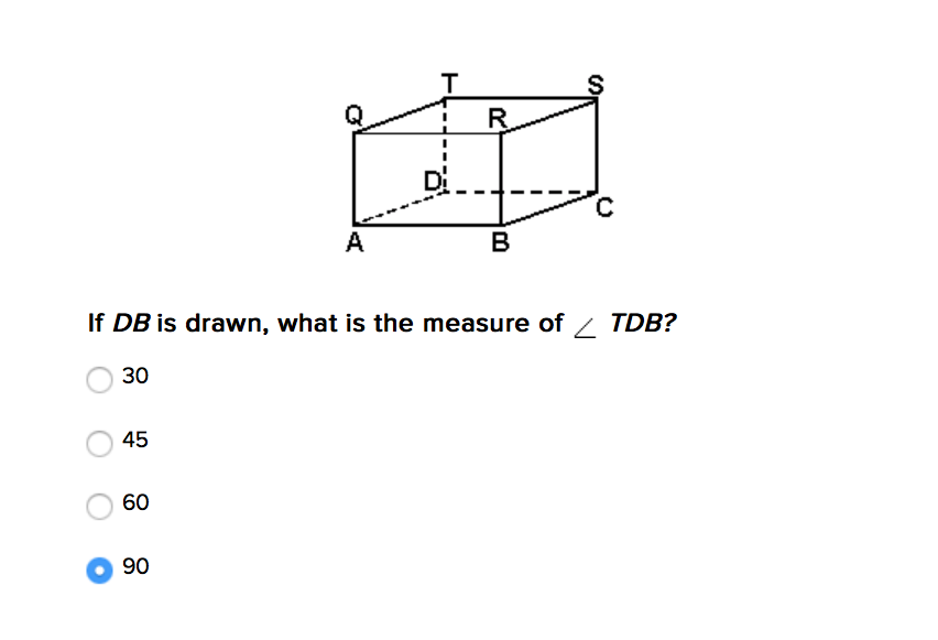 Solved If DB is drawn, what is the measure of TDB? 30 60 90 | Chegg.com