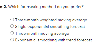 Solved Your manager is trying to determine what forecasting | Chegg.com