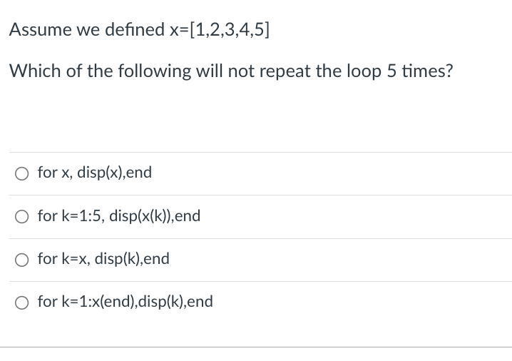 Solved Assume we defined x=[1,2,3,4,5] Which of the | Chegg.com