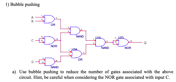 Solved 1) Bubble pushing A B N OR NAND UA חמן 10 с NOR NAND | Chegg.com