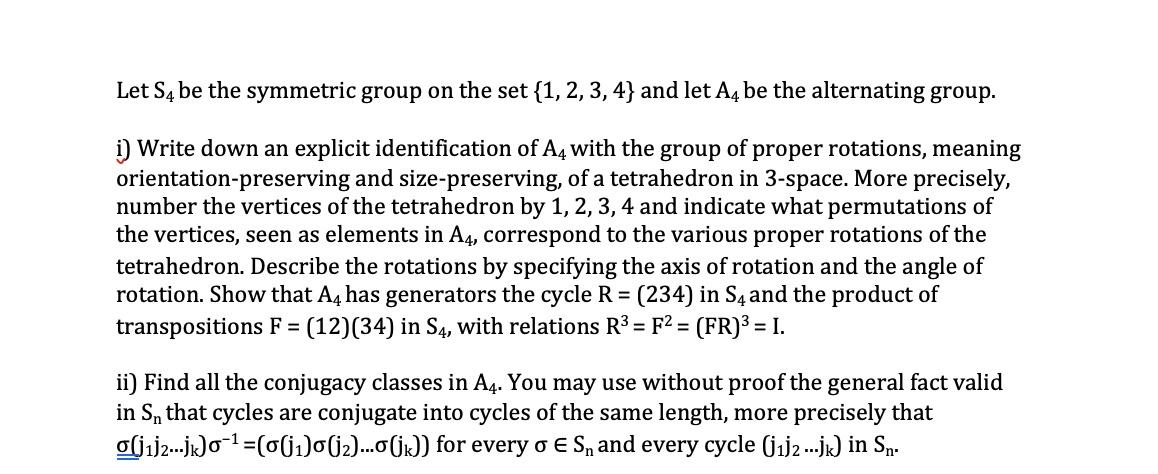 Let S4 be the symmetric group on the set {1,2,3,4} | Chegg.com