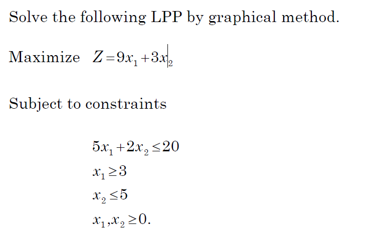 Solved Solve the following LPP by graphical method. Maximize | Chegg.com