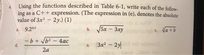Solved 4.Using the functions described in Table 6-1, write | Chegg.com