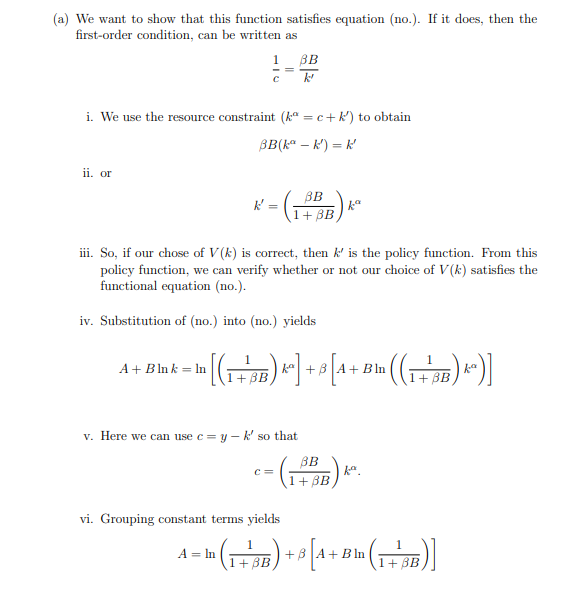 Suppose that u(c) = ln(c), f(k) = k^α , and δ = 1. | Chegg.com