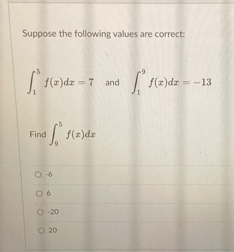 Solved Suppose the following values are correct: ∫15f(x)dx=7 | Chegg.com